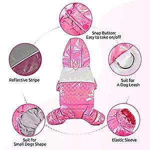 ASENKU Dog Puffer Coat, Reflective Dog Jacket Dog Winter Hoodie, Dog Clothes for Small Medium Dogs, Puppy Waterproof Outdoor Pajamas with D-Ring (Pink, XS)