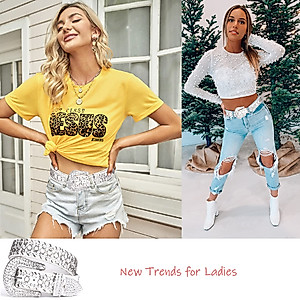 UnFader Bling Rhinestone Belts for Women, Fashion Cowgirl Western Studded Belts for Jeans Pants