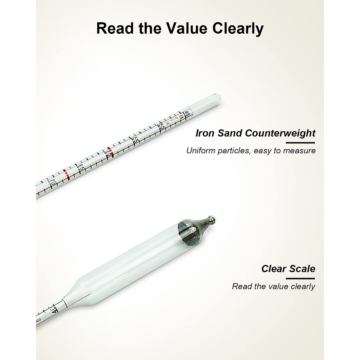 ULXIOM Maple Syrup Hydrometer, Baume and Brix Scale for Measure Sugar and Moisture Content (Density) of Boiled Sap