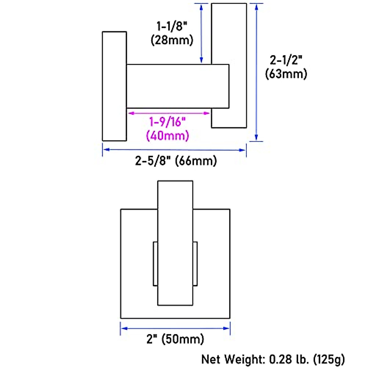 Suyar Bath Towel Hook Polished Chrome, SUS304 Stainless Steel Modern Shower Robe Holder, Bathroom Kitchen Coat Towel Hanger Wall Mounted