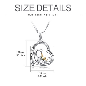 MEIDERBO Dinosaur Necklace 925 Sterling Silver Mother Daughter Dino Necklace Jewelry Gifts for Women Mother Daughter Mother's Day Birthday Gifts