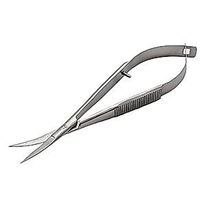 Micro Scissors 4.5" curved Castroviejo stitch cutting embroidery spring action extra sharp Squeeze scissors for ENT eye skin dental veterinary surgeon by Artman Instruments