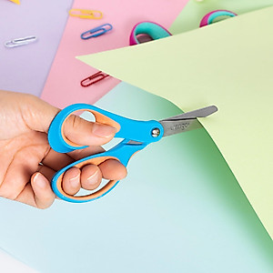 LIVINGO Left Handed Kids Scissors: Blunt Tip Safety Lefty Toddler Child Scissors for School Craft Cutting Paper - 3 Pack 5 inches Comfort Grip Green, Rose Pink, Blue
