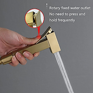 Handheld Bidet Sprayer for Toilet Brass Bathroom Cloth Diaper Sprayer Set with Single Cold Water, Wall Mount Toilet Bidet Sprayer Kit for Feminine Hygiene,Black (Color : Brushed Gold)
