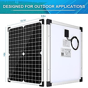 Apowery Solar Panel Kit 12V Monocrystalline,Battery Maintainer +10A Solar Charge Controller + Extension Cable with Battery Clips O-Ring Terminal for RV Marine Boat Off Grid System (20W)
