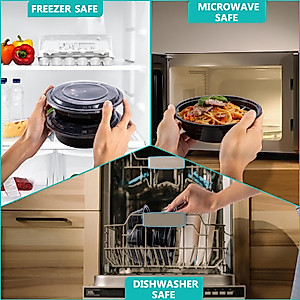 UHBYJM 50 Pack Meal Prep Container, 24 oz Round Meal Prep Food Container,Food Storage Containers with Lids,Reusable Plastic Meal Prep Bowls for Food Stackable Microwave and Freezer Safe