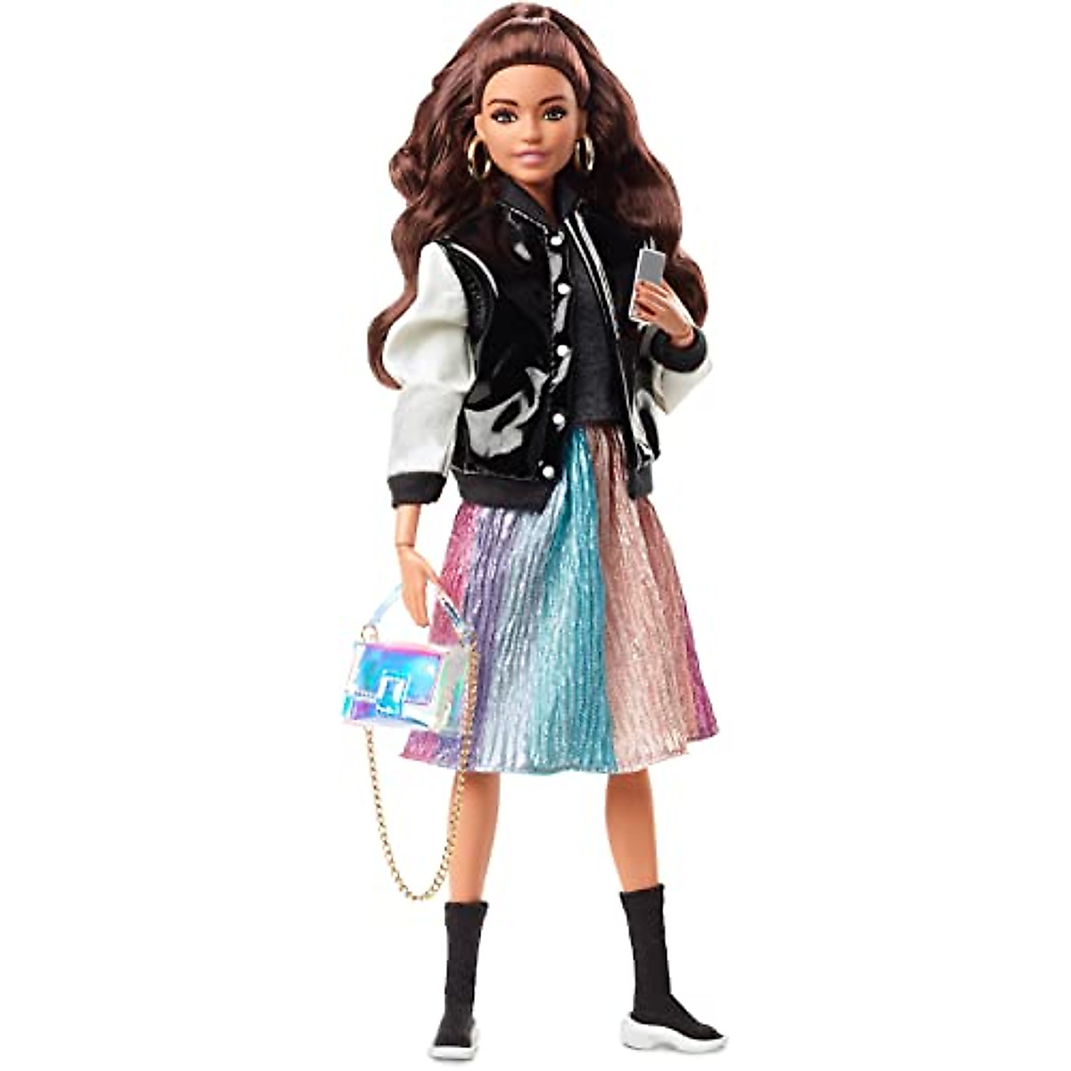 Barbie Signature @BarbieStyle Fully Posable Fashion Doll (Brunette) with 2 Tops, Skirt, Jeans, Jacket, 2 Pairs of Shoes & Accessories, Gift for Collectors