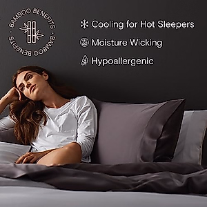 DOZ by SIJO 100% Organic Bamboo Sheet Set, Buttery Soft, Cooling for Hot Sleepers, Silky Breathable, Oeko-TEX, High GSM, 16" Deep Pockets - 3pc - 2 Pillowcases 1 Fitted Sheet (Fog, Queen)