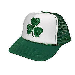 P&B Shamrock, Saint Patrick's Day Irish Day Adjustable Unisex Hat Cap (Green/White/Green)