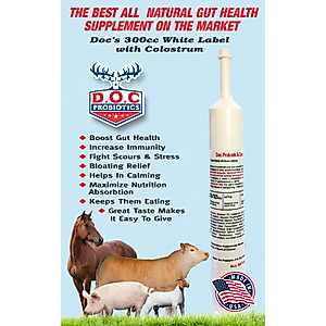 DOC PROBIOTIC Colostrum Paste 300 CC Tube w/Prebiotics and Live Micro Encapsulated Livestock Probiotics Goats, Cows, Horses Sheep, Pigs, Deer