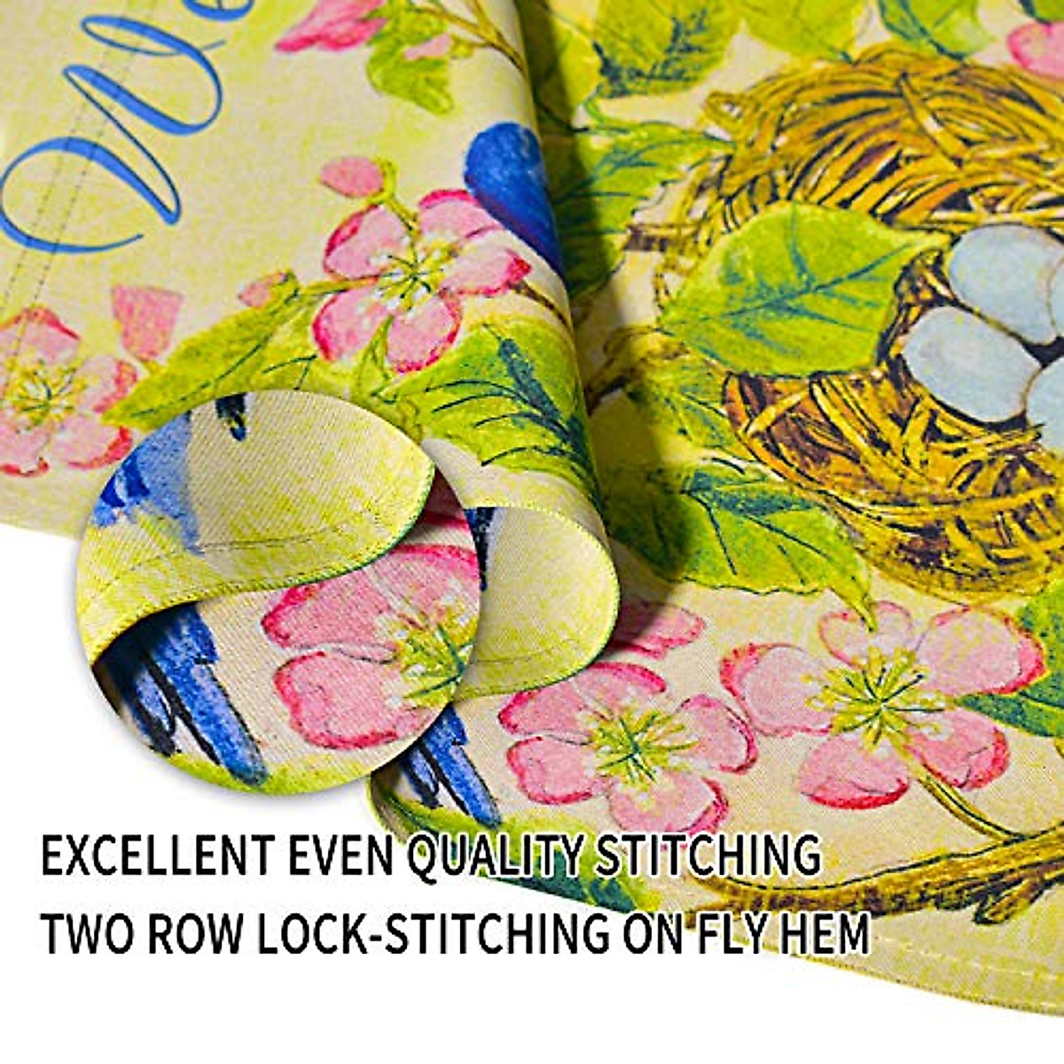 LAYOER home garden flag 12.5 x 18 inches blue welcome hummingbird bird nest spring summer double sided outdoor yard farmhouse decoration