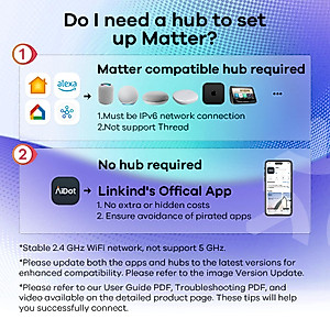 Linkind Matter Smart Light Bulb, Smart Bulbs Work with Apple Home/Siri/Alexa/Google Home/SmartThings, LED Color Changing Light Music Sync RGTBW, Smart Home, 60W 800LM A19 E26 2.4Ghz WiFi Only, 2 Pack