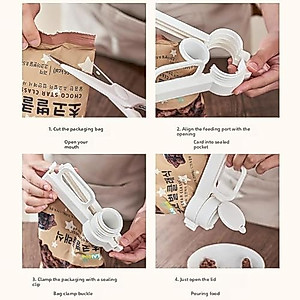 Wmool Food Bag Sealing Clip with Pour Spout, Food Bag Clips with Pour Spouts, Great Clips Bags for Kitchen, Suitable for Small Particle Food, Liquid, Flour and Baby Food Storage Organizer