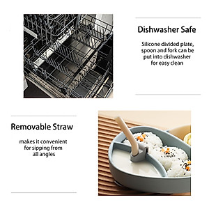 AHOTA Silicone Suction Plate for Toddlers, Spoon, Fork, Baby Eating Essentials, Toddler plate and Utensils Set(Silicone Baby Feeding Set - Pink Mushroom)