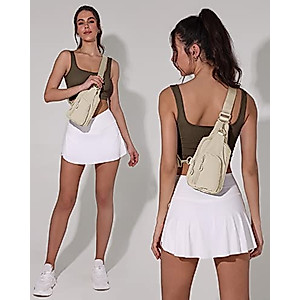 ODODOS Daily Sling Bag with Adjustable Straps Crossbody Chest Bag Lightweight Small Backpack for Casual Outdoor Traveling Hiking, Beige