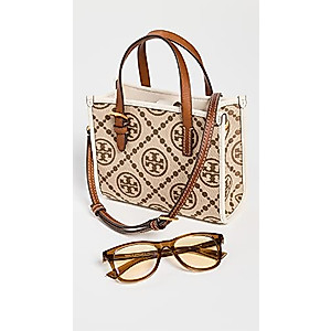 Tory Burch Women's T Monogram Jacquard Mini Tote, Hazel/New Ivory, Tan, Print, One Size