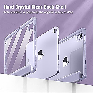 Fintie Hybrid Slim Case for iPad Mini 6 2021 (8.3 Inch) - [Built-in Pencil Holder] Shockproof Cover Clear Transparent Back Shell, Auto Wake/Sleep for iPad Mini 6th Generation, Lilac Purple