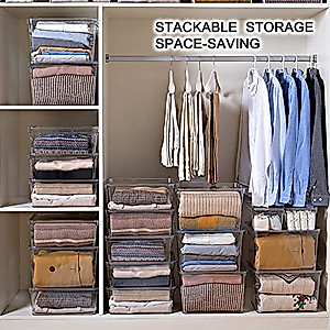 loobuu Plastic Clear Storage Bins with Lid, Stackable Pantry Organizer Box Bin Containers for Organizing Wardrobe Clothes, Fridge, Pantry Cabinet, Fruit, Vegetables, Bathroom Supplies 3 Pack