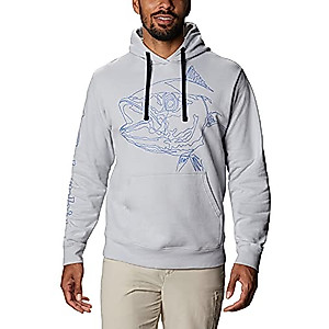 Columbia Men's PFG Running Line Hoodie, Cool Grey/Vivid Blue Tuna, Medium