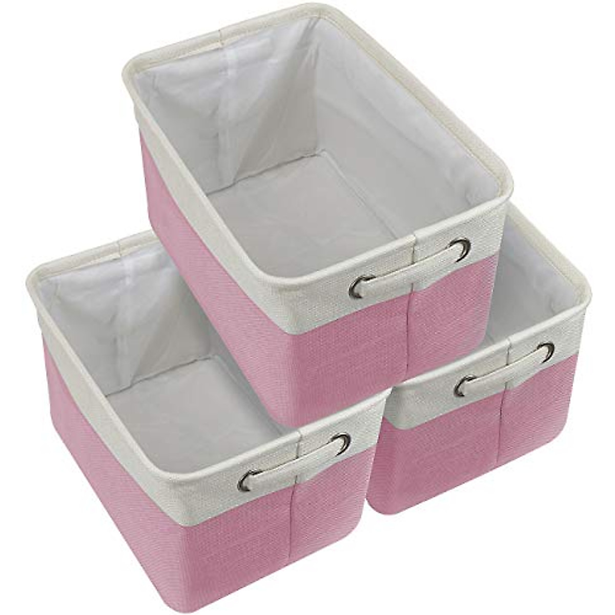 Sorbus Fabric Storage Cubes 15 Inch - Big Sturdy Collapsible Storage Bins with Dual Handles - Foldable Baskets for Organizing -Decorative Storage Baskets for Shelves | Home & Office Use -3 Pack| Pink