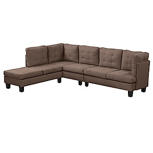 Casa Andrea Milano Modern Reversible Sectional Sofa Couch with Chaise,Brown, Large
