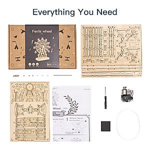 Rowood 3D Puzzles for Adults, Model Kits for Adults, Wooden Music Box,DIY Craft Kits for Adults Teen Boy Gifts on Birthday Christmas - Ferris Wheel (232 PCS)