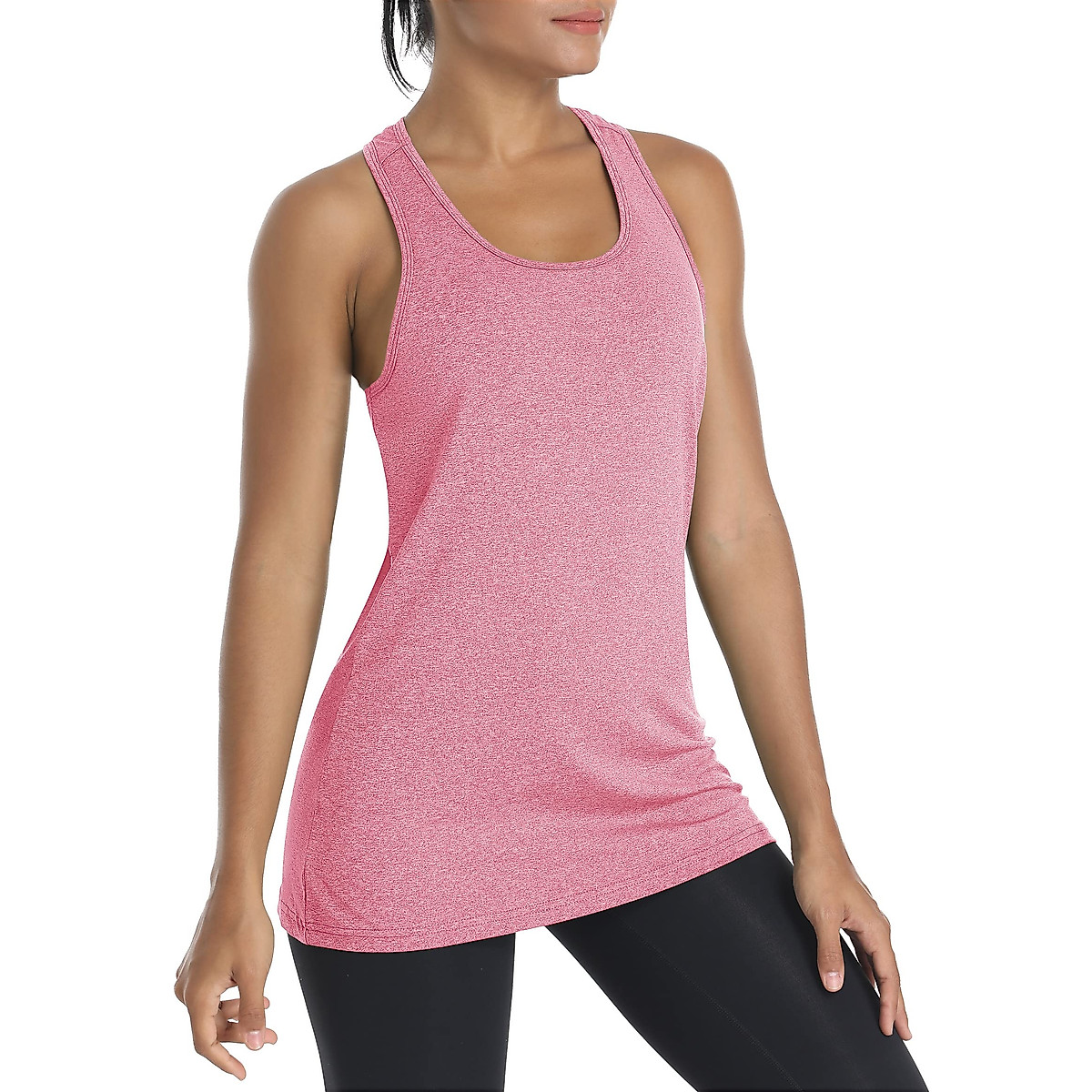 TACVASEN Tank Tops for Women UPF 50+ Lightweight Breathable Crewneck Tank Top Undershirts Racerback Tees Athletic Shirts Pink