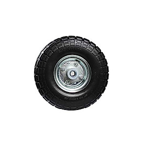 MaxxHaul 50501 Diameter 10" Flat Free All Purpose Tire with 5/8" Ball Bearing Axle Bore Dia, 10 inch, Black