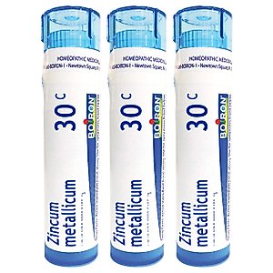 Boiron Zincum Metallicum 30c Homeopathic Medicine for Leg Cramps - Pack of 3 (240 Pellets)