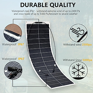 XINPUGUANG 100W Flexible Solar Panels 400w 12V Solar System Kit Monocrystalline Cell Module 40A Controller for Off Grid Solar Battery Charge for RV Boat Trailer Cabin(400W)
