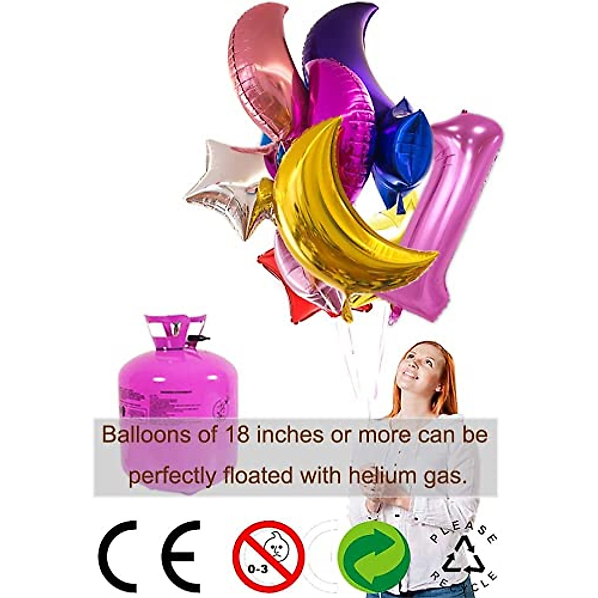 KEYYOOMY 40 in Big Number 30 Mylar Balloons with Crown (Number 30, 40 in, Pink Color)