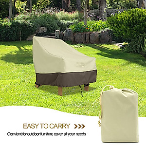 LBW Patio Waterproof Lounge Chair Cover,420D Outdoor Furniture Covers with Air Vent and Attachment Strap for Garden,Patio,Home,30.9" D x 33.26''L x 36'' H, Beige&Coffee