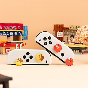 GeekShare Cute Thumb Grip Caps Compatible with Nintendo Switch/OLED/Switch Lite,Soft Silicone Joystick Rocker Cover,4PCS- Takoyaki