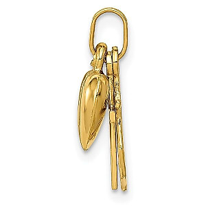 IceCarats 14K Yellow Gold Heart Love Cross Anchor Mariner Necklace Nautical Religious Pendant Jesus Christ Charm 18mm x 20mm Only