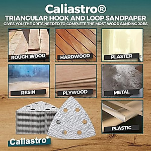 3 3/4" Triangle Sandpaper for Oscillating Multi-tool - Fits 3.5 Inch Corner Sanding Pads Including DeWalt, Milwaukee, Craftsman, Bosch, and Diablo; Delta Sandpaper with 80, 120 and 240 grits - 60-Pack