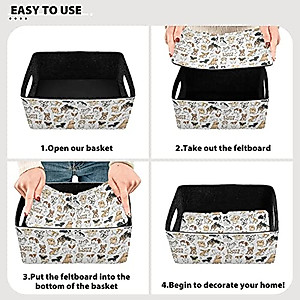 Kcldeci Breeds Drawn Dogs Storage Bins Baskets for Organizing, Sturdy Storage Basket Foldable Storage Baskets for Shelves Closet Nursery Toy