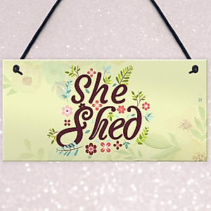 XLD Store She Shed Garden Sign Gift for Her Woman Cave Mum Sister Friendship Home Plaque