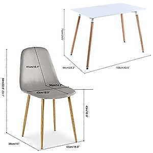 OKAKOPA Mid Century Green Dining Table Set for 4, Dining Room Rectangle Table and 4 Green Chairs, Small Space Dining Table Chairs Set