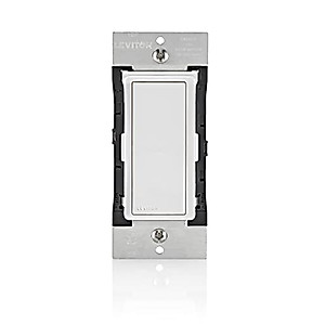 Leviton DN15S-2RW Decora Smart No-Neutral 15A Switch, Requires MLWSB Wi-Fi Bridge to Work, Alexa, Hey Google, HomeKit/Siri, White