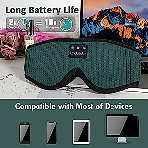 Sleep Mask with Bluetooth Headphones,LC-dolida Sleep Headphones Bluetooth Sleep Mask Breathable Sleeping Headphones for Side Sleepers Best Gift and Travel Essential (Green)
