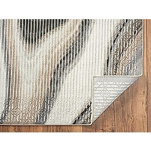 VCNY Home Charisma | Myron Collection | Abstract Marble Soft Low Pile Indoor Area Rug, 8' x 10', Cream