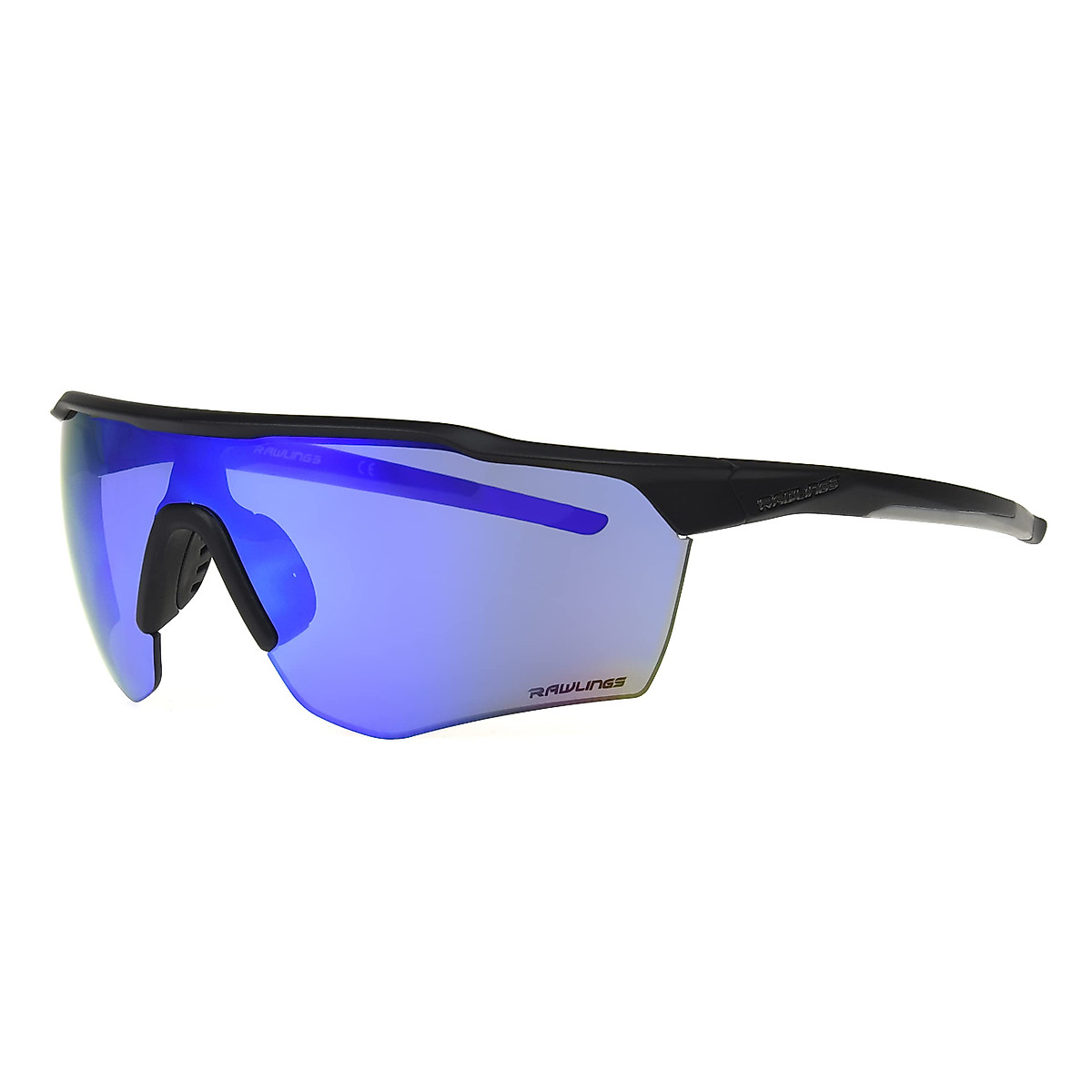 Rawlings Batter Up Youth Baseball Sunglasses, Matte Black/Sky Blue Mirror, 65mm