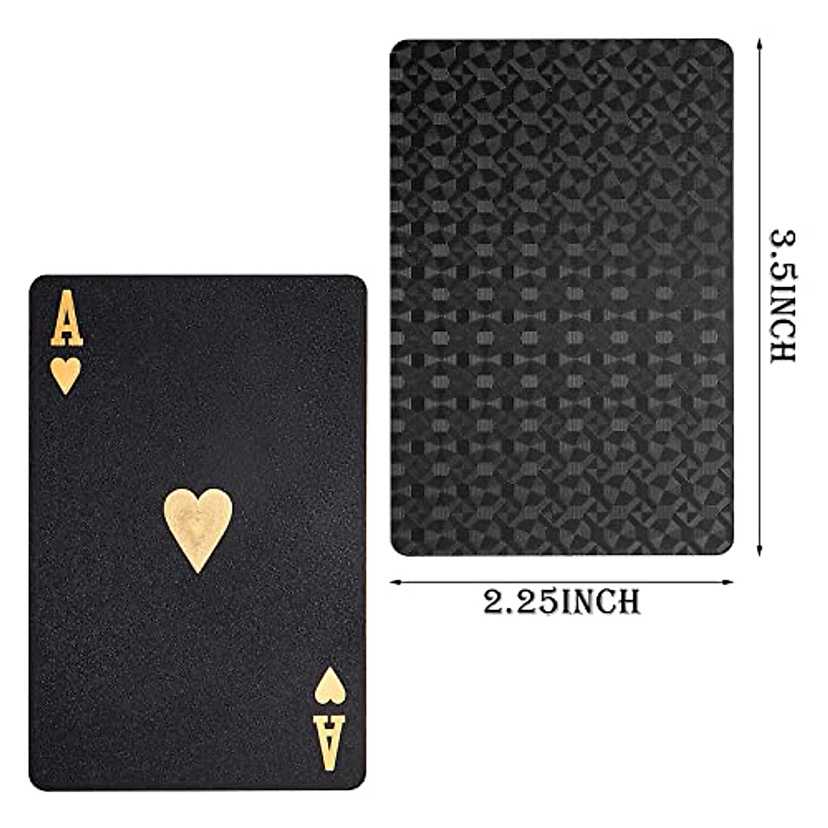 2 Decks Playing Card Waterproof Poker Cards Plastic PET Poker Card Novelty Poker Game Tools for Family Game Party (Black and Gold)