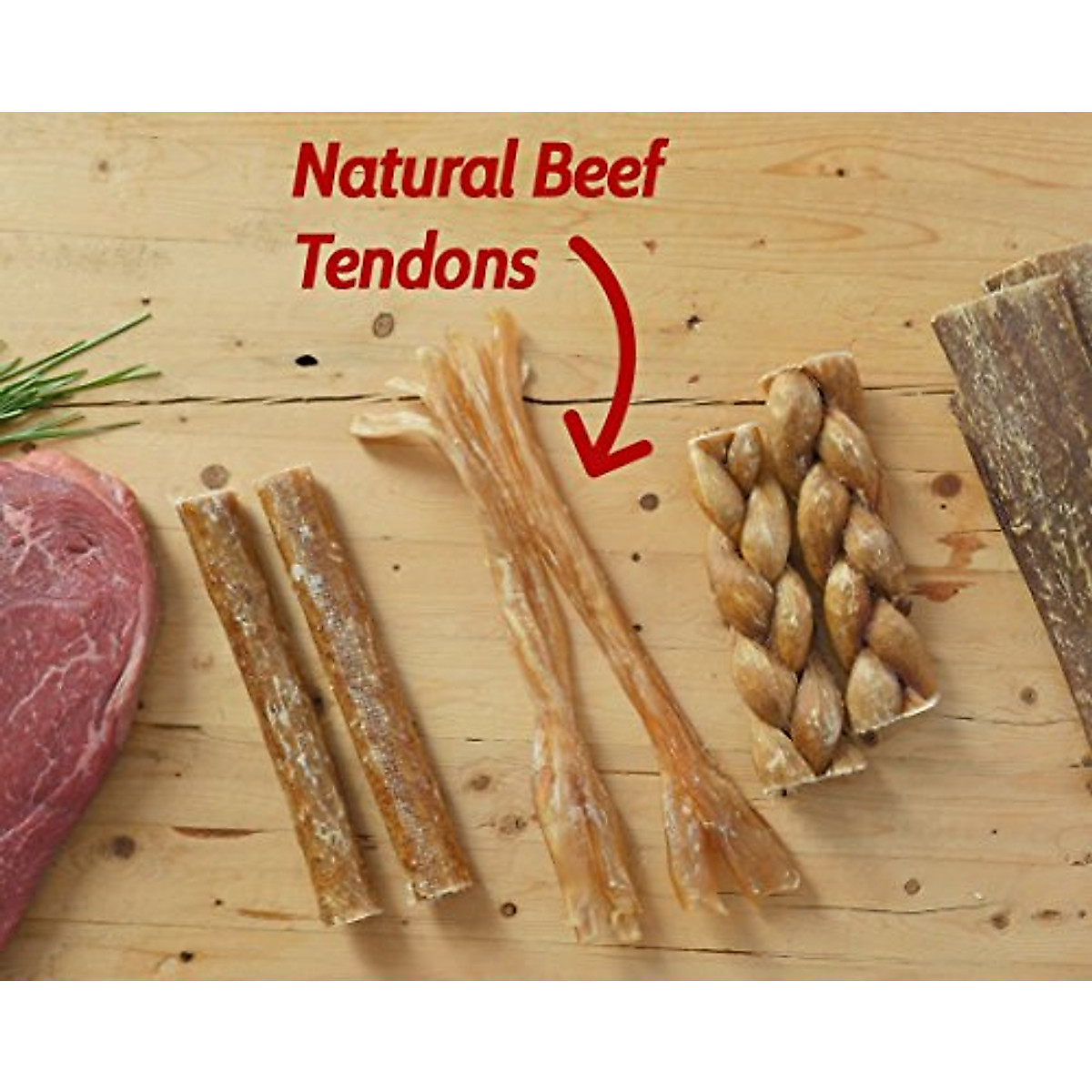 Pawstruck "7-9" Beef Tendon Chews for Dog (10 Sticks) Pet Food, Natural Beef Strap Odorless Treats, Cleans Teeth, Free-Range, Grass-Fed Beef, Free of Artificial Ingredients and Flavors, 1 Pound