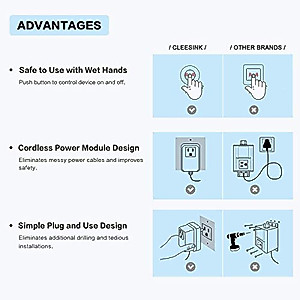 Garbage Disposal Switch, Cordless Air Switch Kit for Food Waste Disposer, Stainless Steel Brushed Nickel, LONG 2.5" Sink Top Push Button by CLEESINK