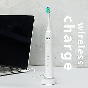 VMICRO Sonic Electric Toothbrush for Adults - Rechargeable Whitening Toothbrush with 4 Brush Heads,5 Modes, Smart Timer (White)