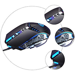 Silent Gaming Mice Mice Portable PC Silent Wired RGB Gaming with 7 Color Backlight PC Computer Gaming Mice for Windows PC Gamers (Black) Mouses Portable Pc Office Pc