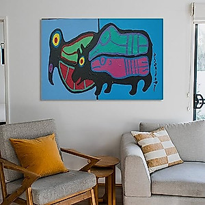 Norval Morrisseau Prints Loon, Fish Worlds Poster Poster Cool Artworks Painting Wall Art Canvas Prints Hanging Picture Home Decor Posters Gift Idea 12x18inch(30x45cm)