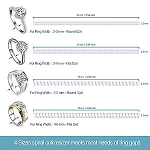 Ring Size Adjuster for Loose Rings, 12 Pack 4 Sizes Any Sizer, Invisible Guards Women and Men, Resizer, Spiral Silicone Tightener Set with Polishing Cloth by Ottemax