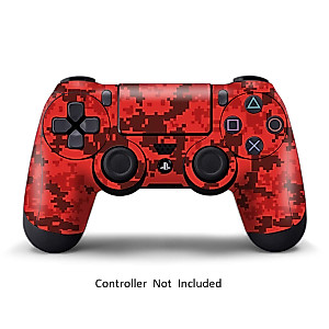 Designer Skin Compatible with PS4 Controller, Decal Sticker Compatible with Sony PlayStation 4 DualShock Controller - Digicamo Red